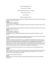 Unit Assignment Docx Written Assignment Unit University Of The