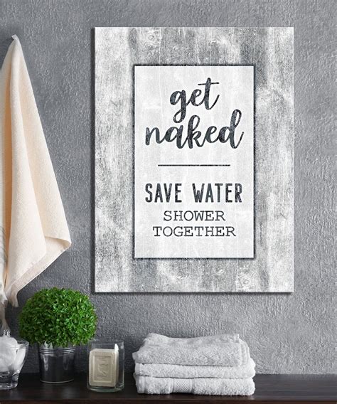 Bathroom Wall Art Get Naked Save Water Shower Together Wood Frame