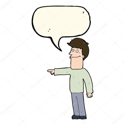 Hombre De Dibujos Animados Apuntando Con La Burbuja Del Habla Vector De