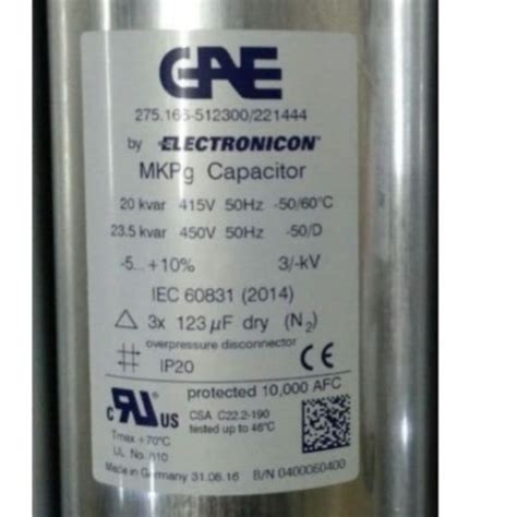 Jual Capacitor Kapasitor Bank Gae 20 Kvar 3 Phase 415V 50 Hz Mkpg