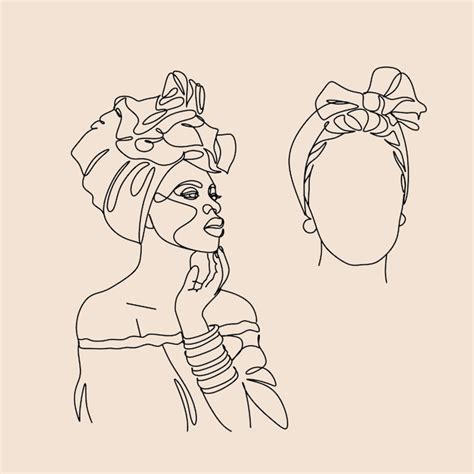 Premium Vector Line Art Woman Face Drawing Black Woman Vector Afro