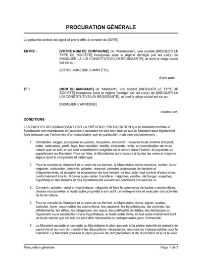 Procuration générale Download