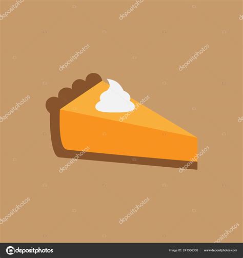Pumpkin Pie Vector Illustration One Slice Thanksgiving Pie Crust Cream