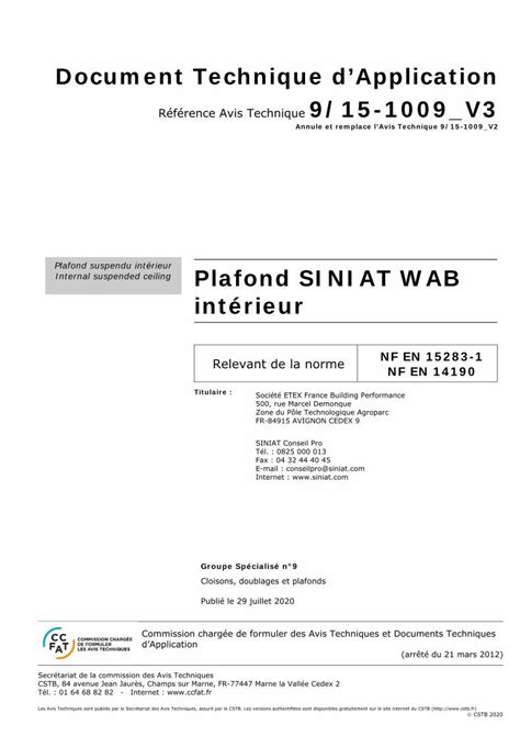 PDF Document Technique dApplication Référence Avis Technique