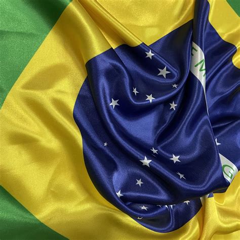 Bandeira Do Brasil Oficial Sele O Copa Do Mundo Em Cetim Brilhante