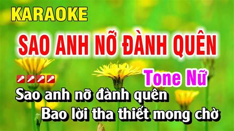 Sao Anh N Nh Qu N Karaoke Tone N Nh C S Ng Nguy N Duy Youtube