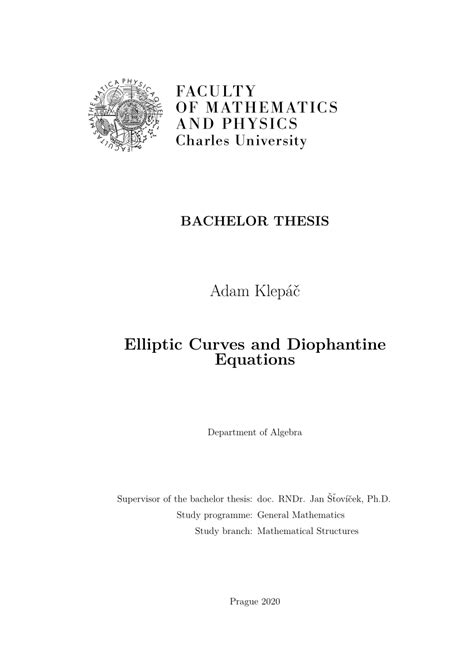 pdf elliptic curves and diophantine equations
