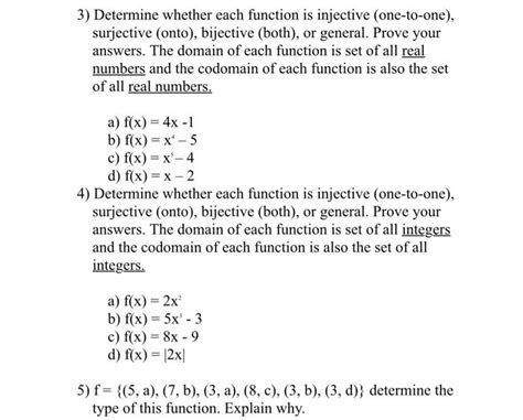 solved 3 determine whether each function is injective