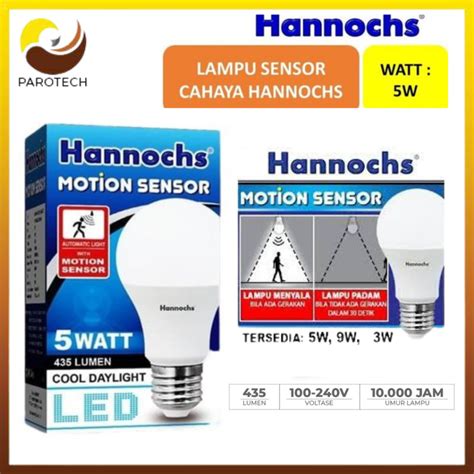 Jual Hannochs Led Motion Sensor Bohlam Watt Lampu Sensor Gerak