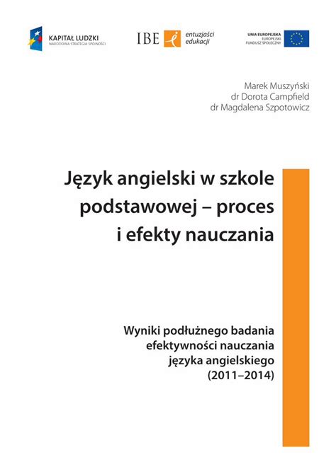 PDF Język angielski w szkole podstawowej proces i efekty nauczania