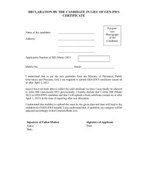 Self Declaration Form Jee Main 2024 Fill Online Printable Fillable
