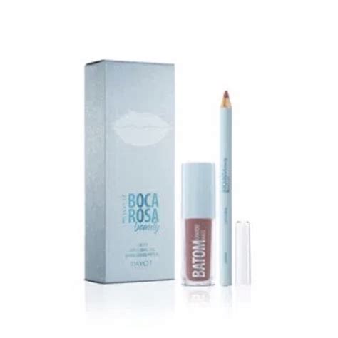 Kit Batom Liq Matte E Lapis Labial Payot Boca Rosa Bia Todo Dia