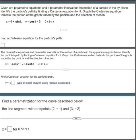 solved given are parametric equations and a parameter