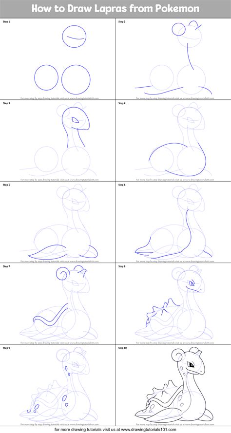 How To Draw Lapras From Pokemon Printable Step By Step Drawing Sheet