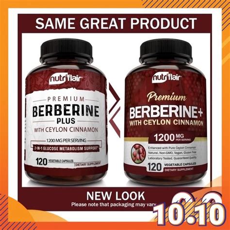 NutriFlair Premium Berberine HCL 1200mg Plus Organic Ceylon Cinnamon