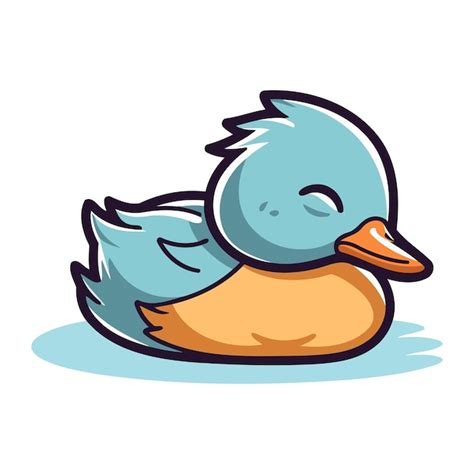 Lindo pato de dibujos animados ilustración vectorial aislada en fondo