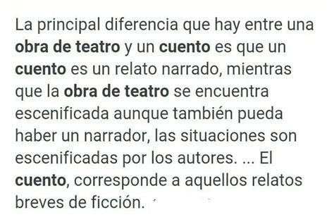 Diferencias Entre Un Cuento Y Una Obra De Teatro Brainly Lat