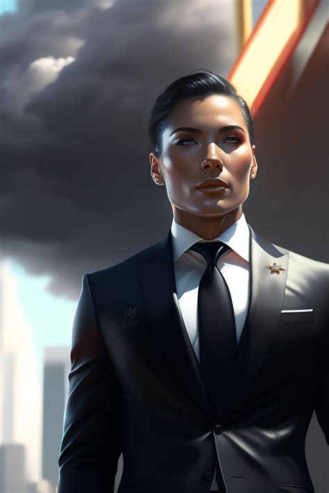 Lexica An Artgerm Painting Of A Cyborg In A Black Suit And Tie A