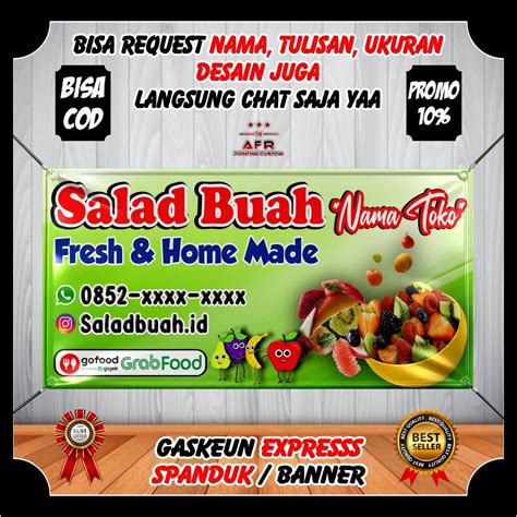 Jual SPANDUK BANNER SALAD BUAH FREE CUSTOM DESAIN BANNER JUALAN