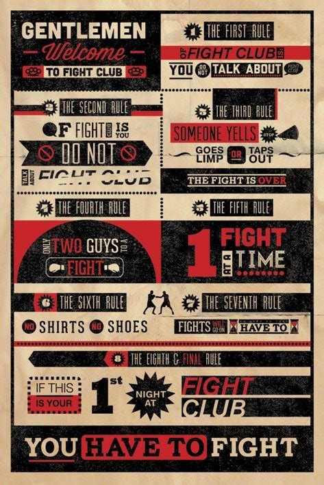 Poster FIGHT CLUB RULES INFOGRAPHIC Wall Art Gifts Merchandise