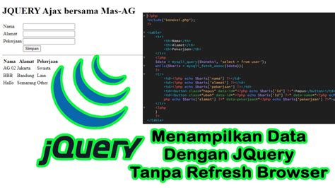 tutorial menampilkan data ke table dengan ajax jquery tanpa refresh web youtube