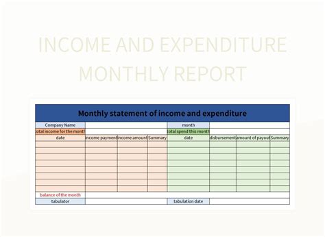 Free Income And Expenditure Monthly Report Templates For Google Sheets
