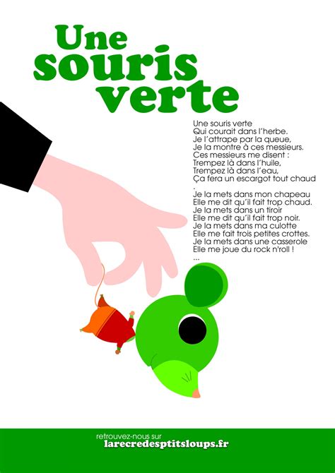 Une Souris Verte Paroles De La Comptine T L Charger Et Imprimer