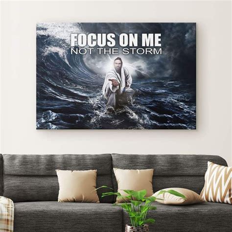Focus On Me Not The Storm Christian Wall Art Jesus Reaching Hand