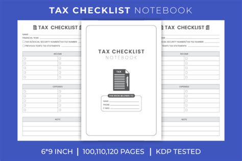 Tax Checklist Notebook KDP Interior Graphic By Graphics Studio Zone