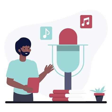 Escuchar el concepto de sesiones de podcast en línea Vector Premium