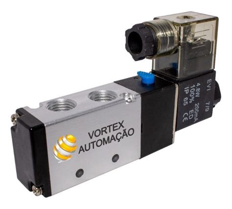 Válvula Pneumática Solenoide 5 2 Vias Retorno Mola 3 8 220v Frete grátis