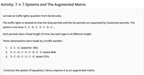 solved activity 3 x 3 systems and the augmented matrix let