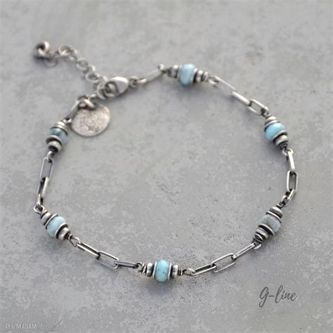 Larimar Srebrna Bransoletka Wyraziste ღ art Madam pl