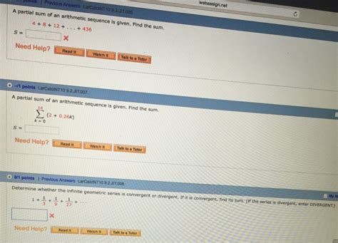 Get Answer A Partial Sum Of An Arithmetic Sequence Is Given Find