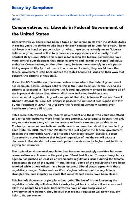 Conservatives Vs Liberals In Federal Government Of The United States
