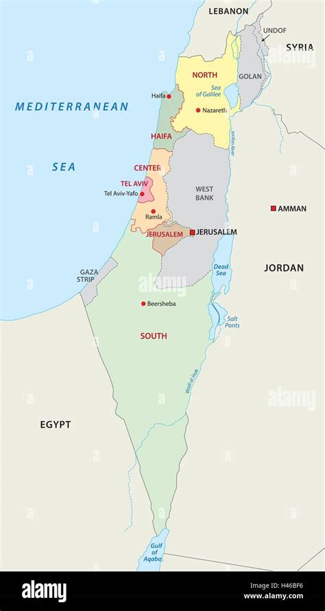 Mapa político y administrativo de Israel Imagen Vector de stock Alamy