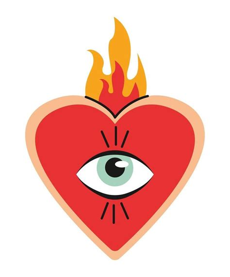 corazón con ojo y llama Arte del mal de ojo Corazon con ojos Fondo