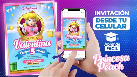 Crea Invitacion De La Princesa Peach GRATIS Y EDITABLE YouTube