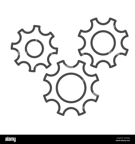 Drei Gänge dünne Linie Symbol Teamwork Konzept Getriebe Mechanismus