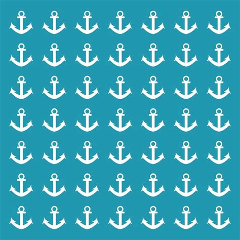 Motif d ancres blanches sur fond bleu océan Vecteur Premium