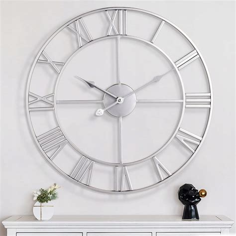 Zegar Ścienny 40 cm Vintage Cyfry rzymskie Metalowy Cichy Nowoczesny