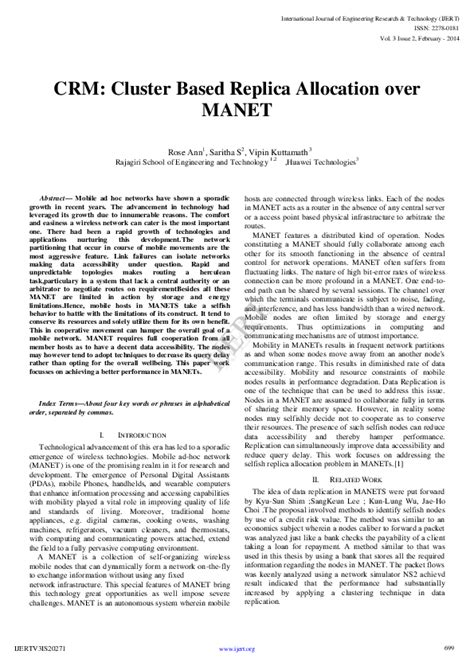 pdf ijert crm cluster based replica allocation over manet ijert journal