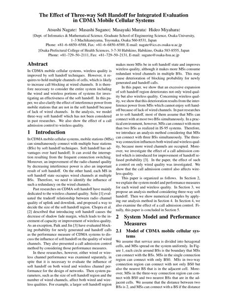 pdf the effect of three way soft handoff for integrated evaluation in cdma mobile cellular systems