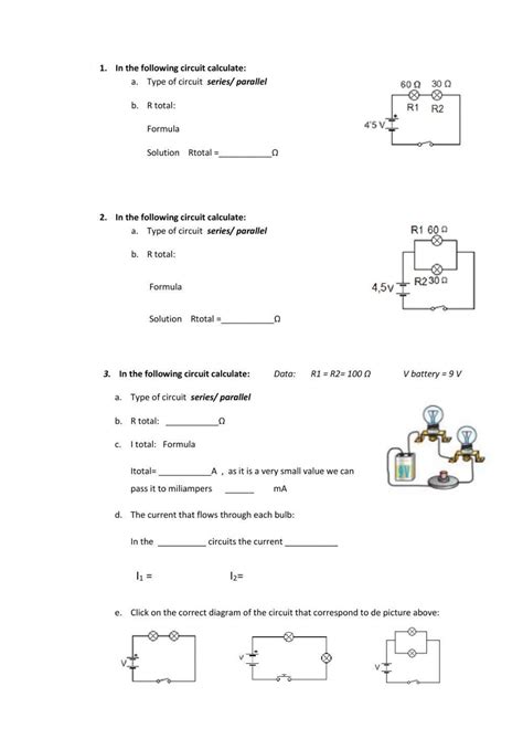 Series And Parallel Circuits Investigation Instruction Sheet Print Out