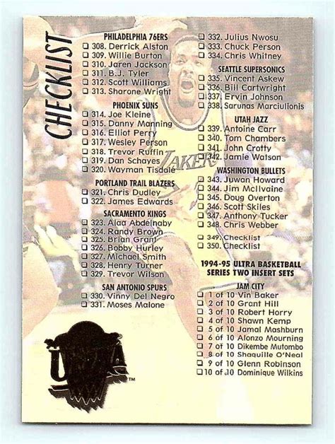1994 95 Fleer Ultra Series 2 Checklist 350 Checklist