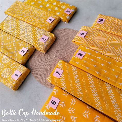 Jual Kain Batik Cap Premium Kain Batik Kuning Putih Batik Cap Kuning