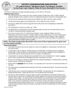 Fillable Online VICTIMS COMPENSATION APPLICATION Fax Email Print