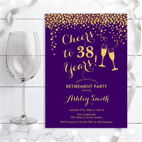 Purple Gold Retirement Party Invitation Zazzle