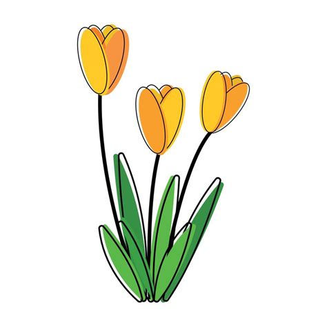 Purple Tulip Clipart Outline
