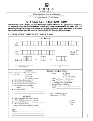 Fillable Online Hofstra Office Of Academic Records And Registrar